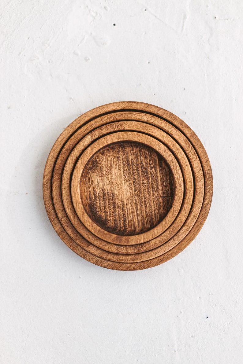 Wooden Round Trays 4 Different Sizes Wooden Plates Set - Etsy