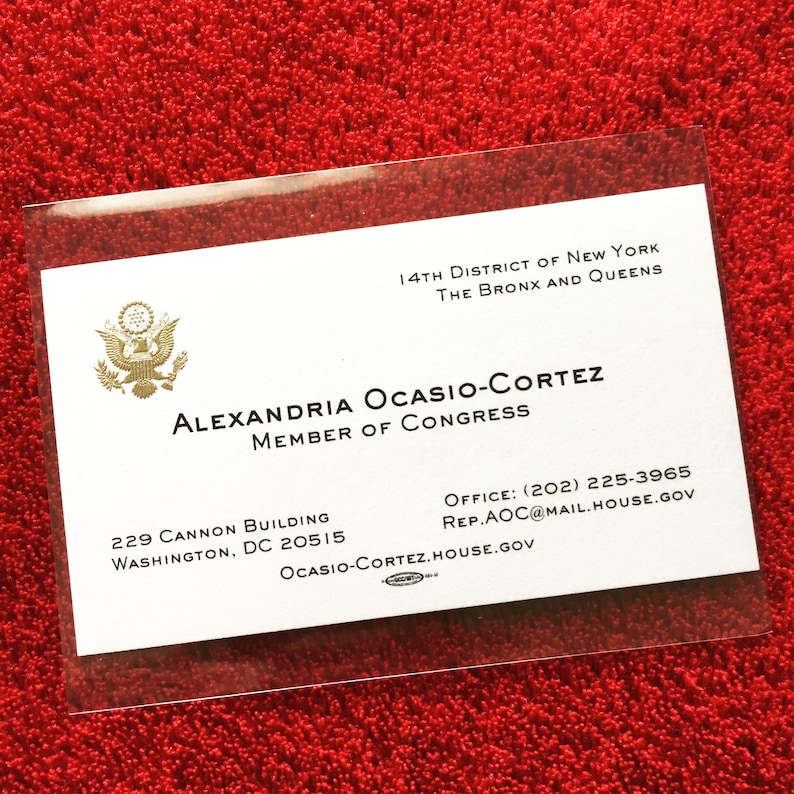 Alexandria Ocasio-cortez Business Card Congress - Etsy