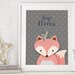 Pink baby fox print for nursery fox nursery decor pink | Etsy