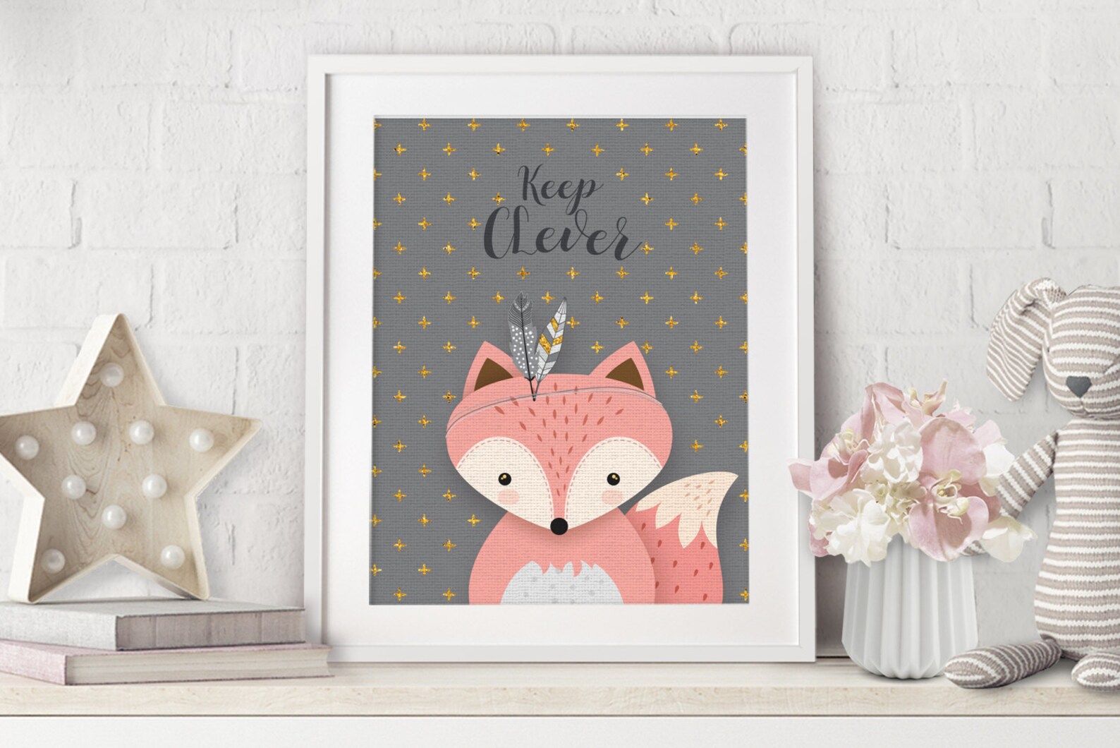 Pink Baby Fox Print for Nursery Fox Nursery Decor Pink - Etsy