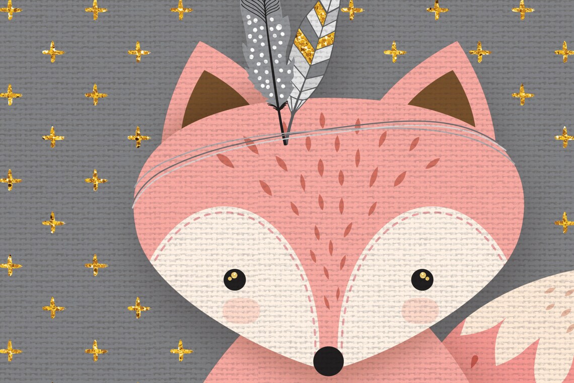 Pink Baby Fox Print for Nursery Fox Nursery Decor Pink - Etsy