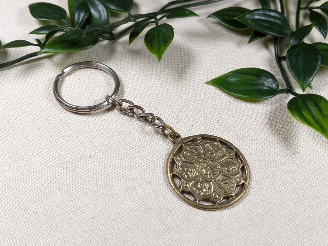 Decorative Brass Lotus Flower Keyring / Keychain Bronze Symbol Peace ...