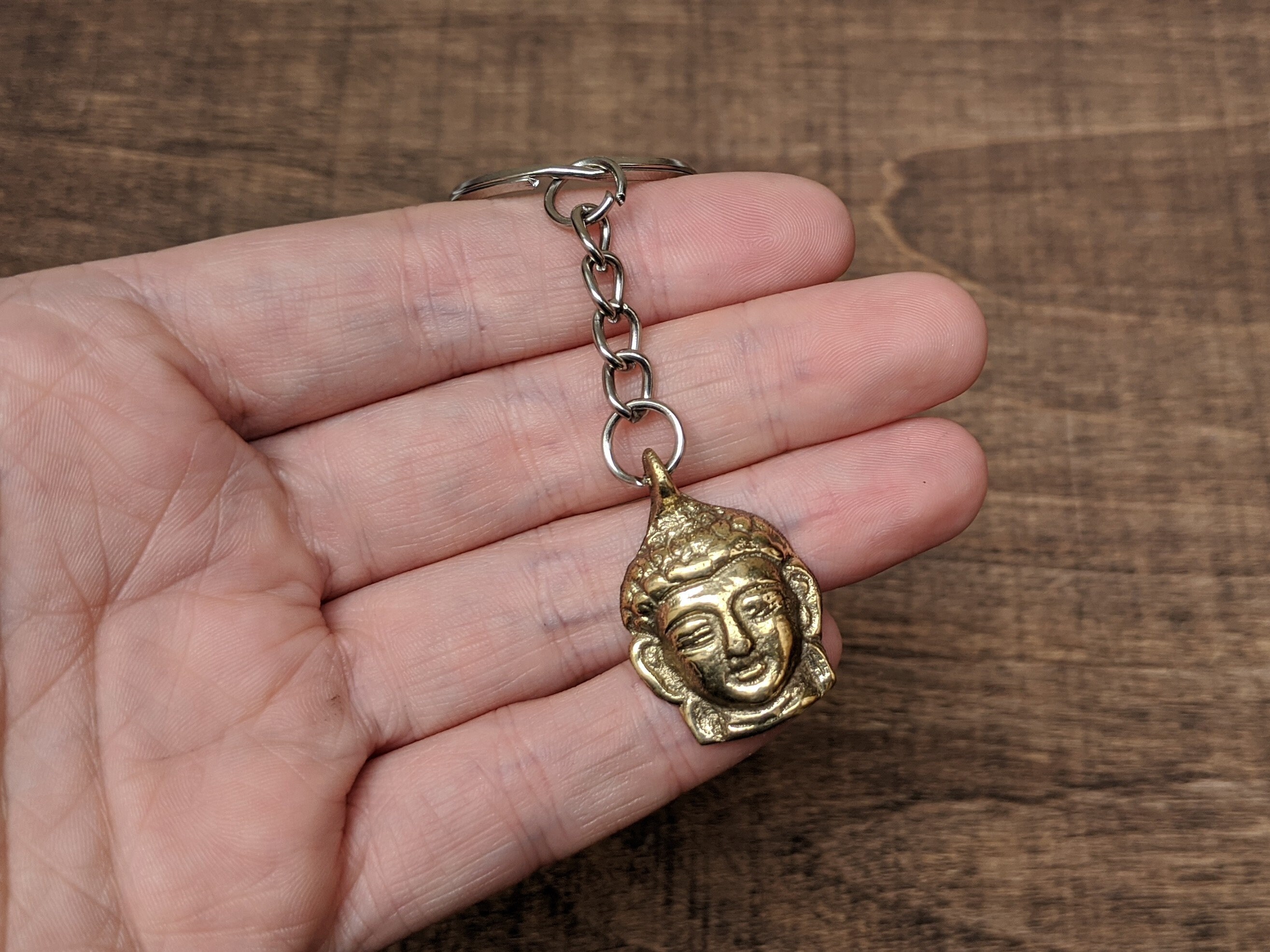 Solid Brass Buddha Face / Head Keyring / Keychain Bronze - Etsy UK