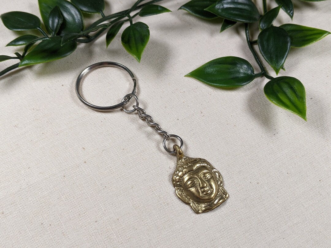 Solid Brass Buddha Face / Head Keyring / Keychain Bronze Symbol Peace ...