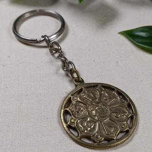 Decorative Brass Lotus Flower Keyring / Keychain Bronze Symbol Peace ...