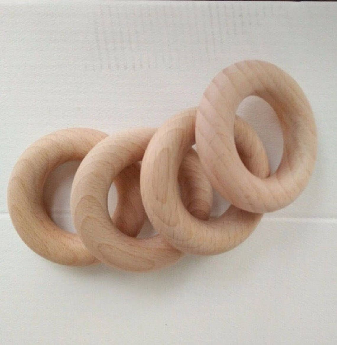 WHOLESALE Organic Beechwood Teething Rings Set of 10 Teether Baby Toy ...