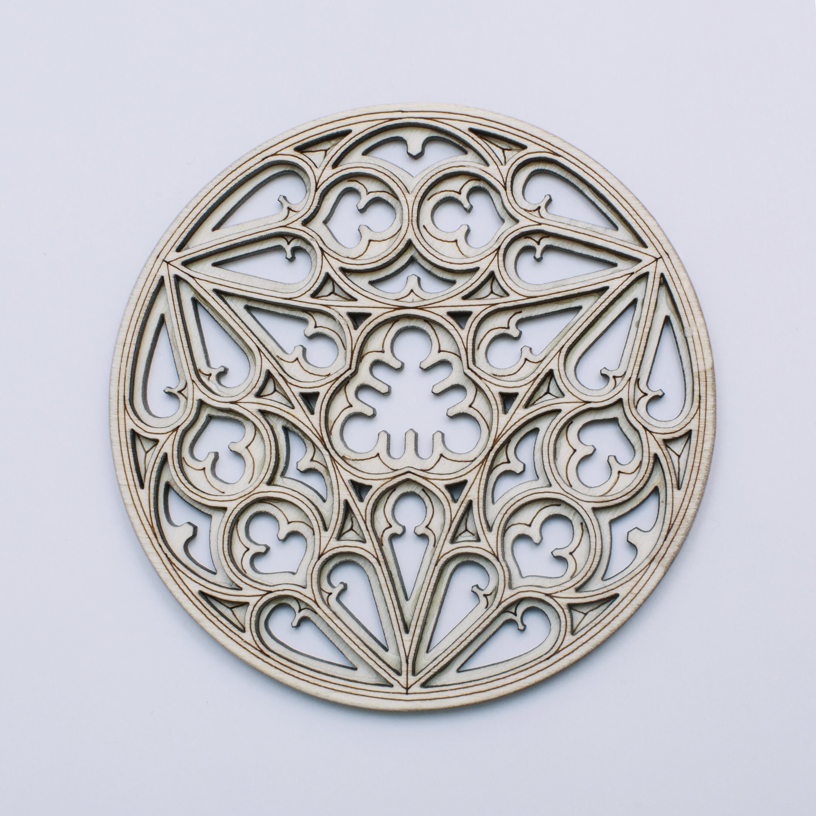Gothic Rose Window Style Refrigerator Magnet and Wooden Drink Coaster ...