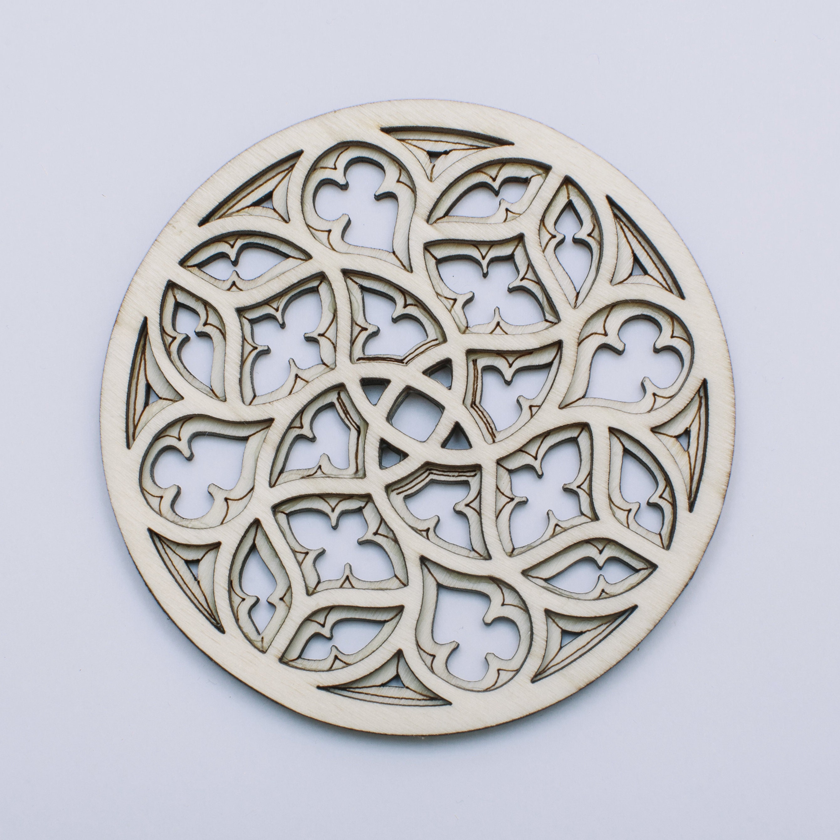 Gothic Rose Window Style Refrigerator Magnet and Wooden Drink Coaster ...