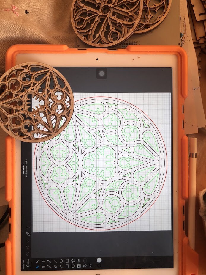 Gothic Rose Window Style Refrigerator Magnet and Wooden Drink Coaster ...