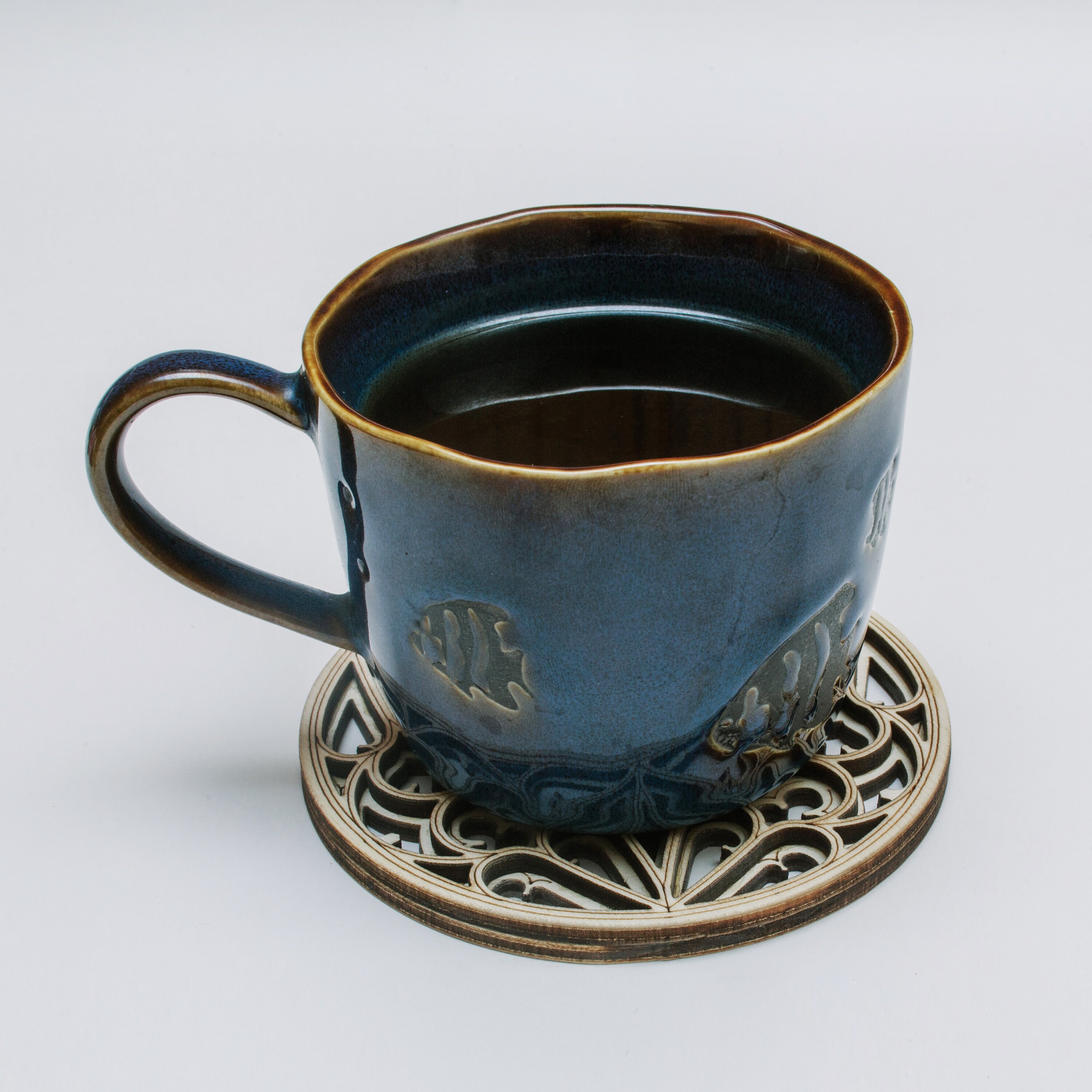 Gothic Rose Window Style Refrigerator Magnet and Wooden Drink Coaster ...