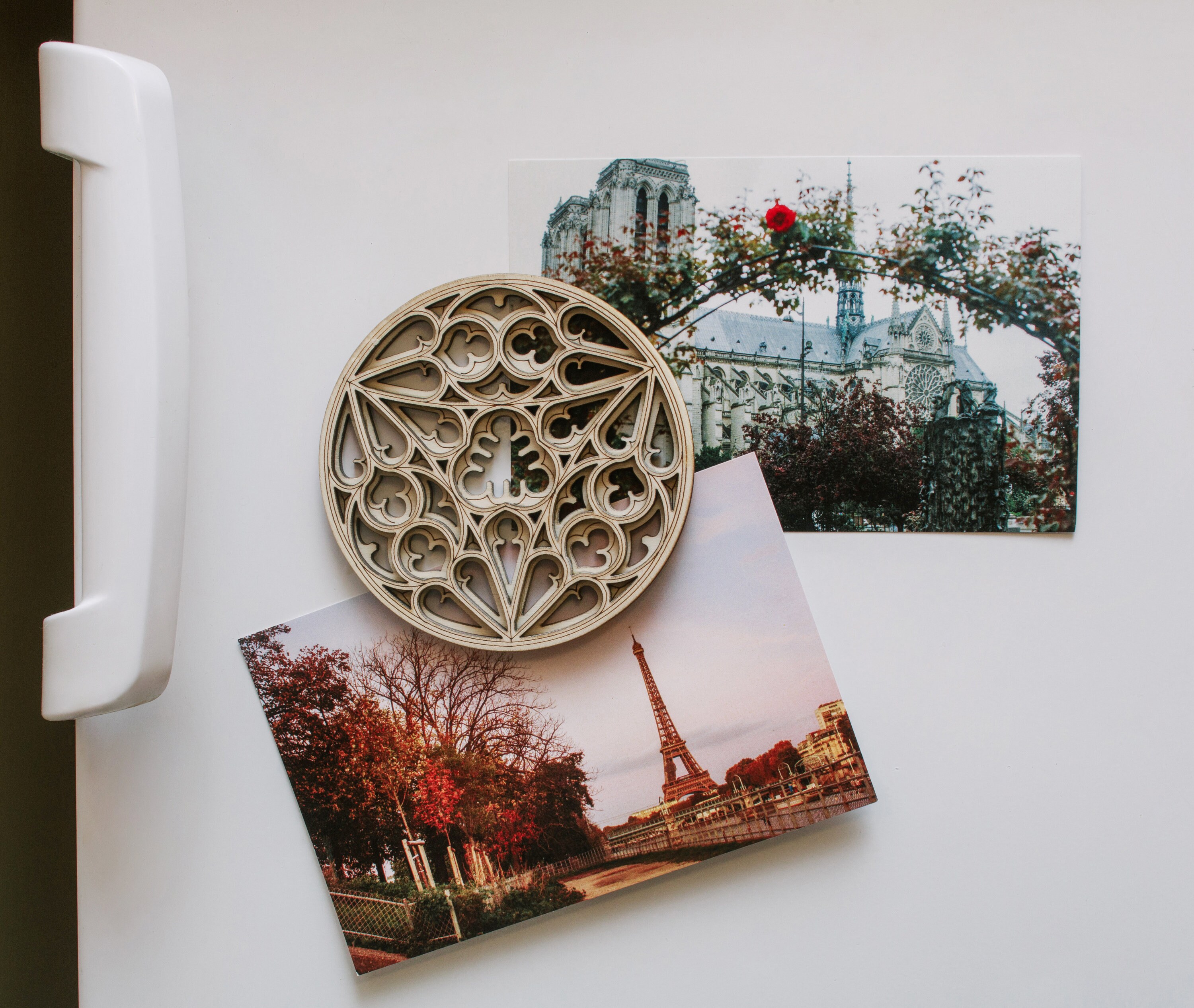 Gothic Rose Window Style Refrigerator Magnet and Wooden Drink | Etsy