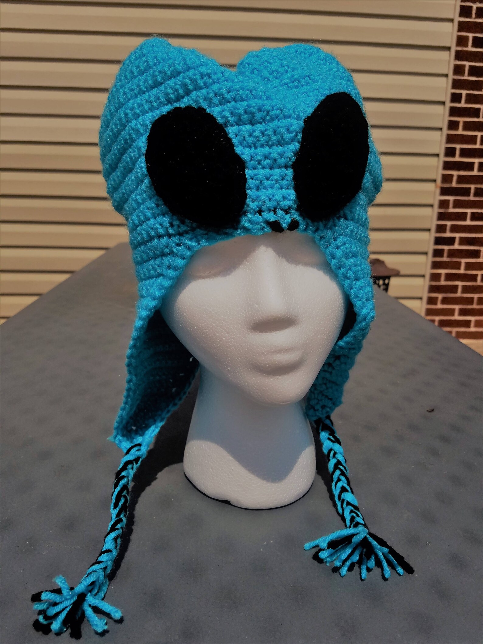 Blue Alien & Mothman Slouch Crochet Hat - Etsy