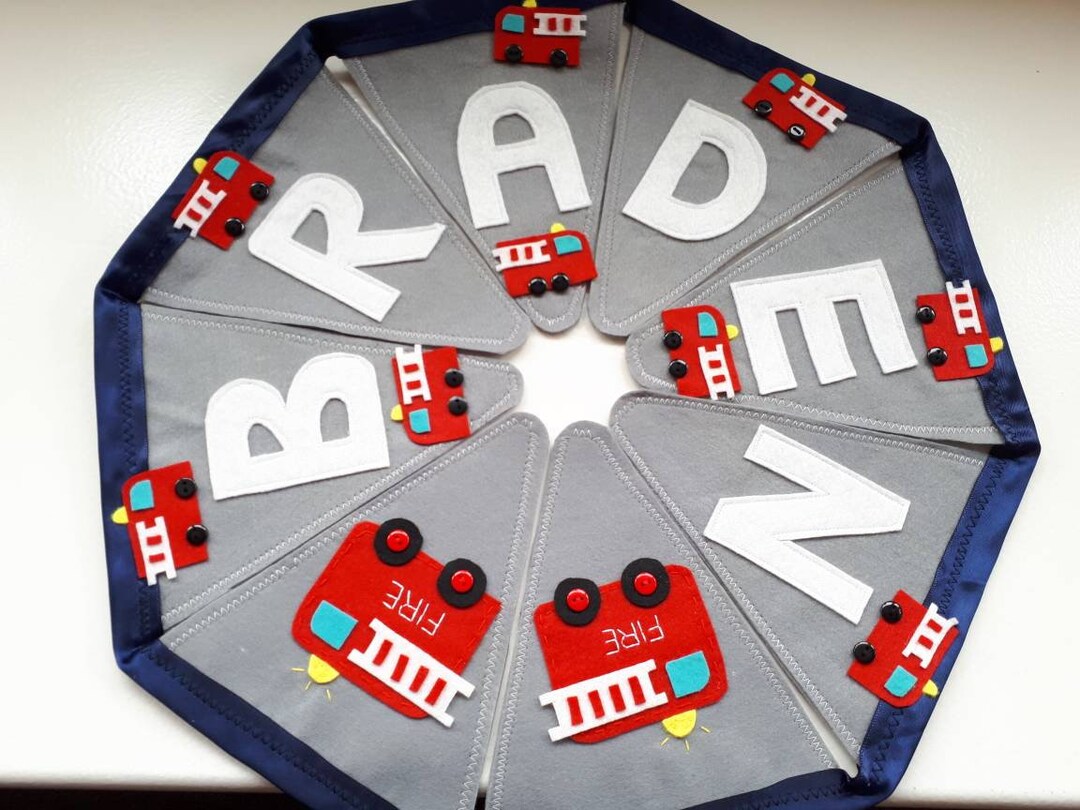Fire Engine Bunting Personalised Fire Engine Bedroom Fireman Party Fire ...