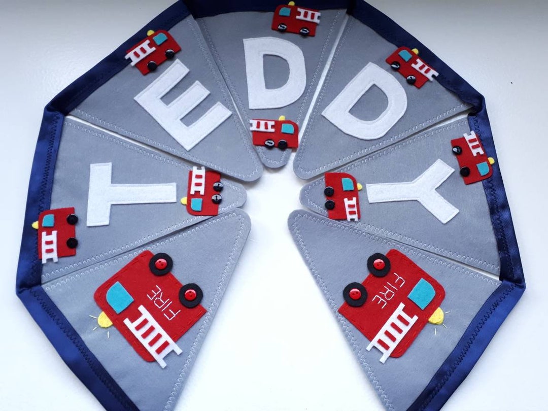 Fire Engine Bunting Personalised Fire Engine Bedroom Fireman - Etsy UK