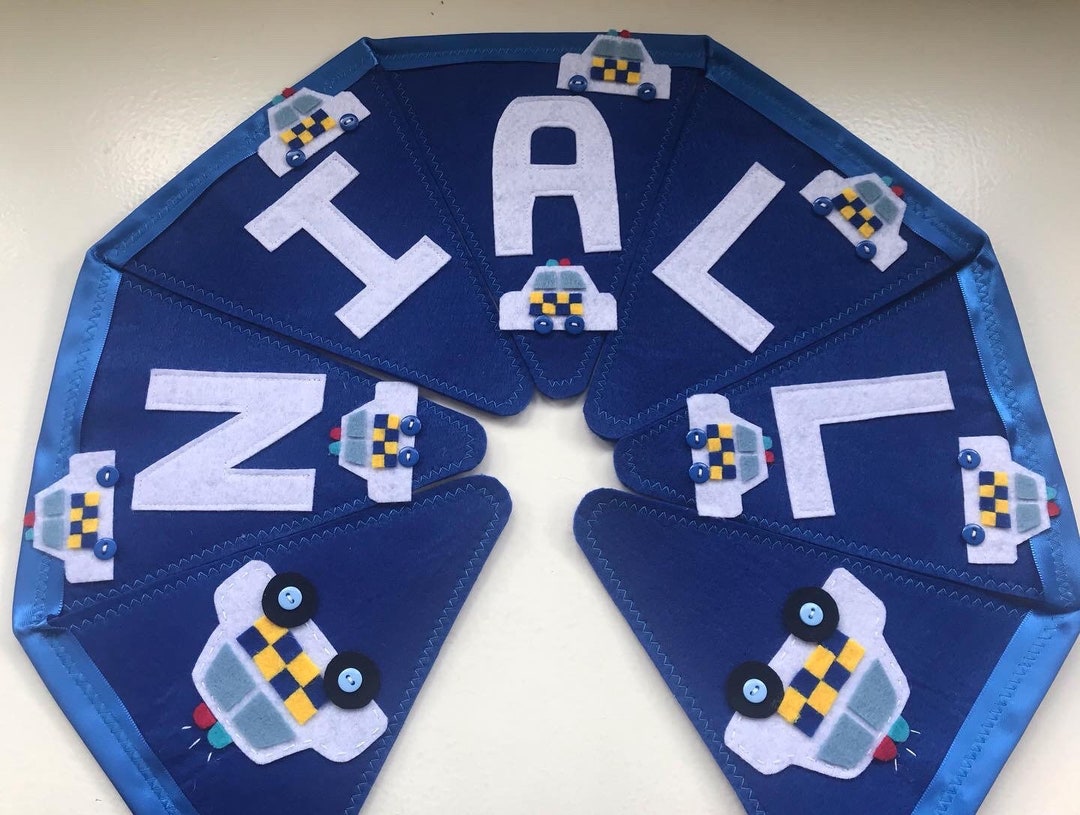 Police Car Bunting Pesonalised Police Car Decor Emergency Services ...