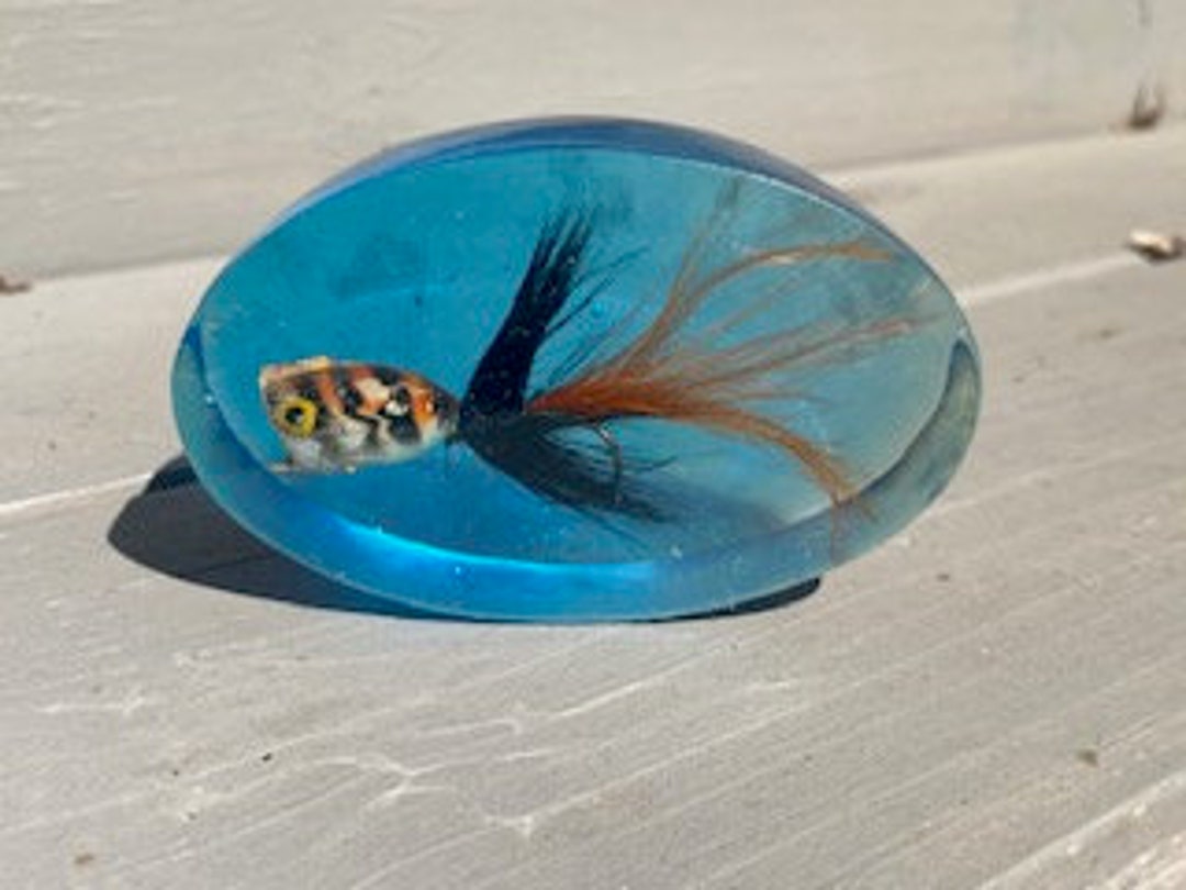 Vintage Fishing Lure Resin Paperweight: Handmade Desk Decor - Etsy
