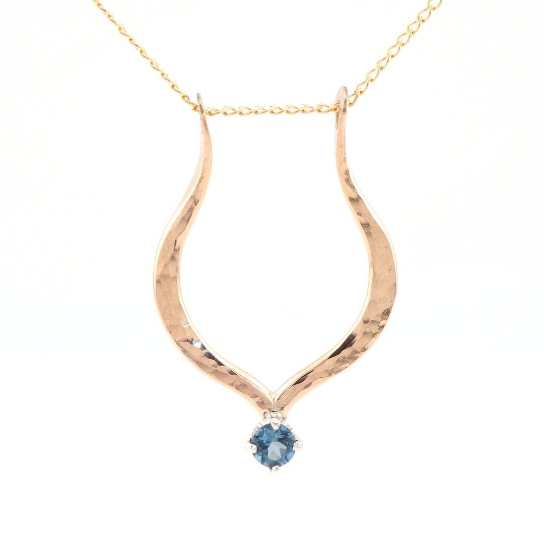 Ring Saver Necklace - London Blue Topaz Ox Horn Necklace - Sterling ...