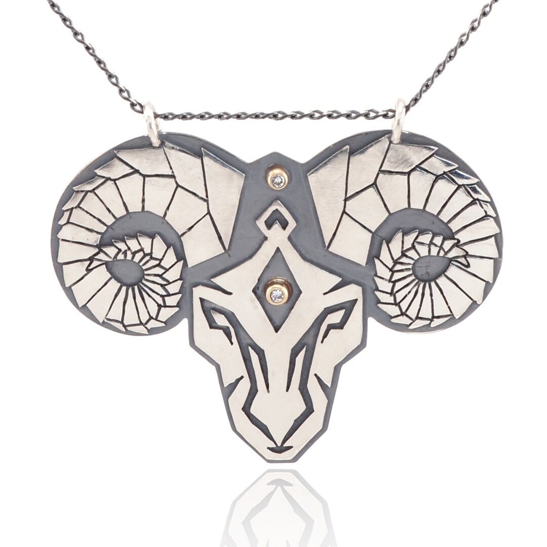 Dall Sheep Necklace - Ram Necklace - Diamond Sheep Face Necklace ...