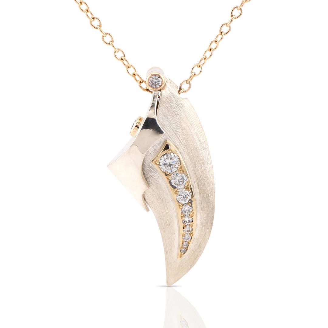 Garnet and Moissanite Reversible Locket Necklace - Bear Claw Necklace ...