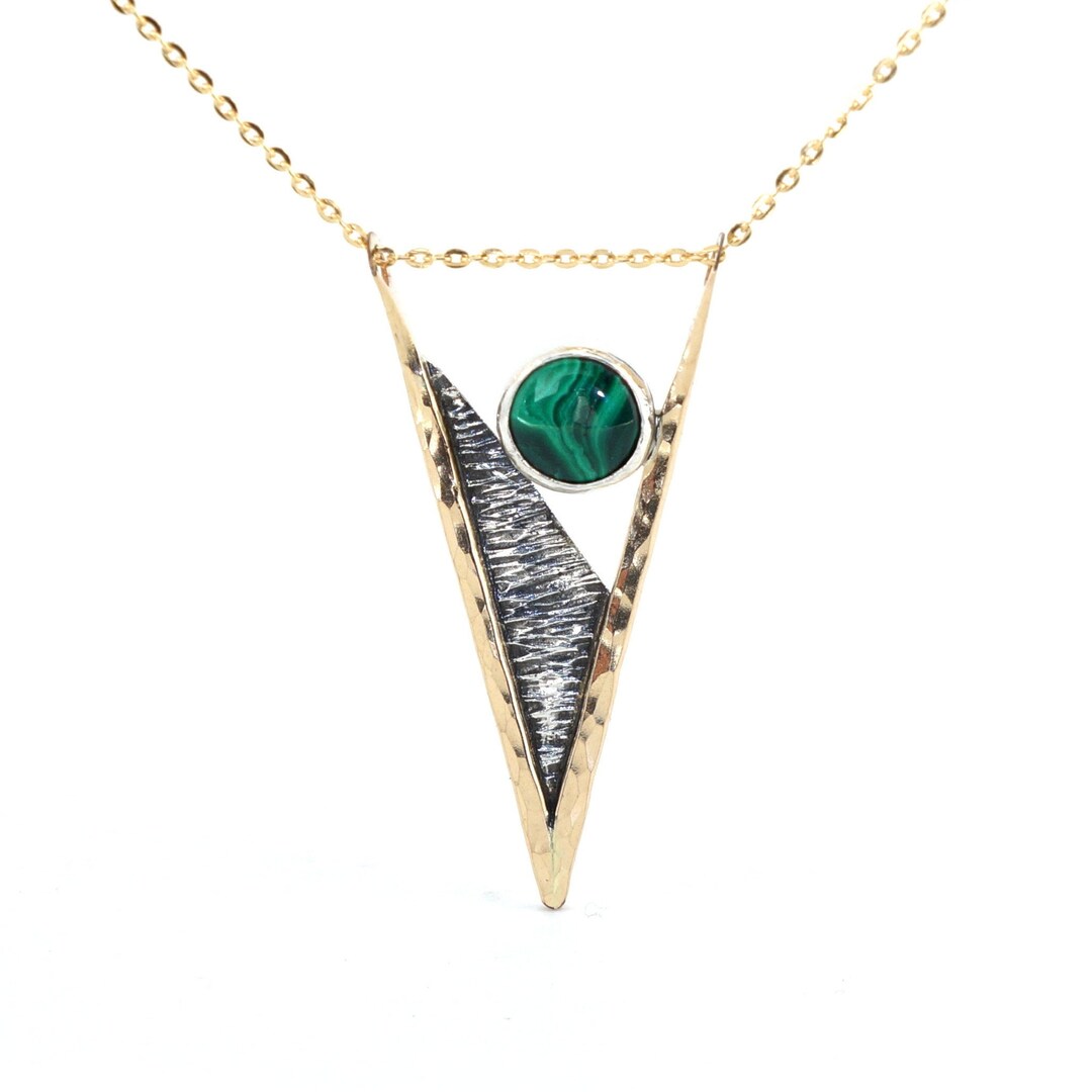 Gold Filled and Oxidized Sterling Silver Spike - Malachite Spade ...