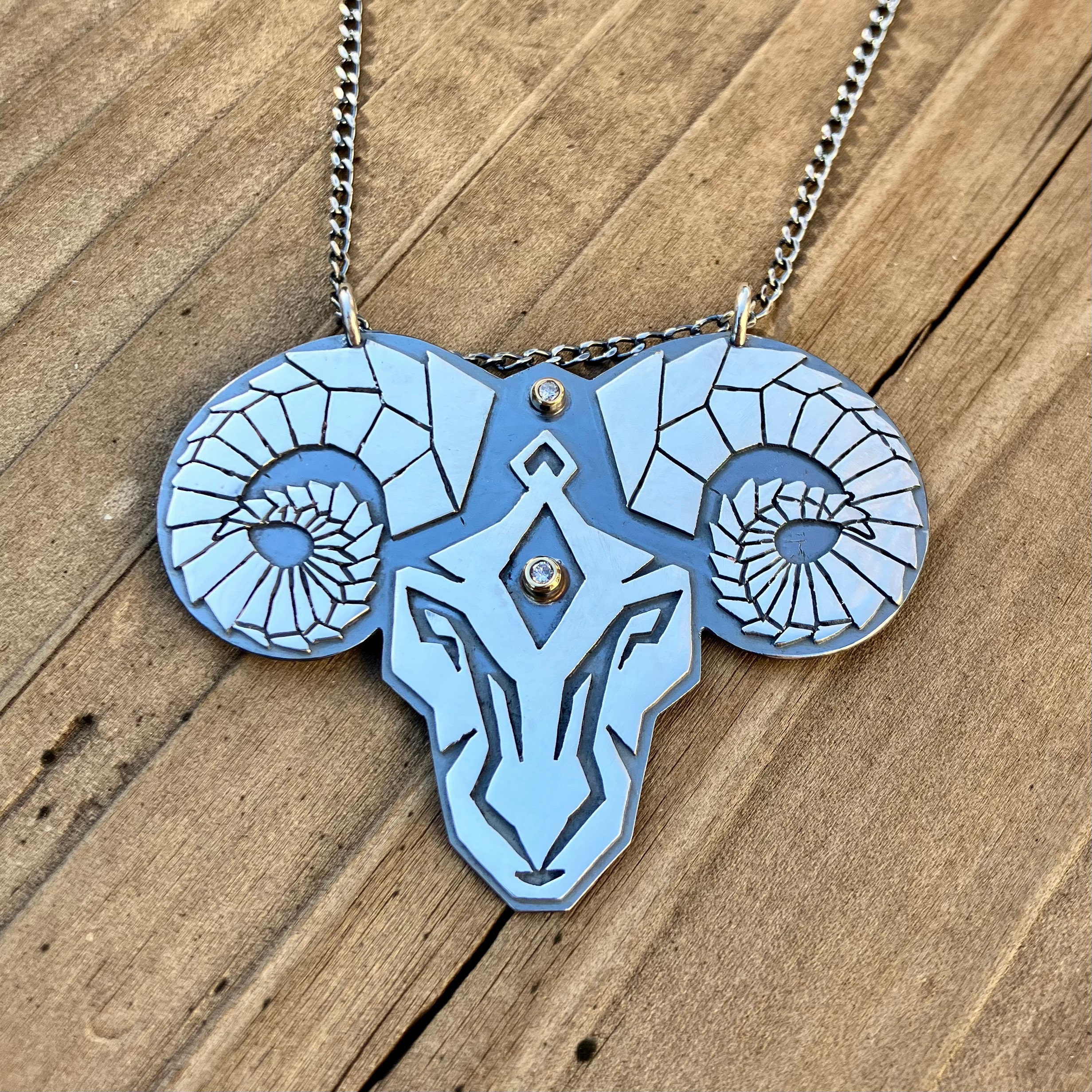 Dall Sheep Necklace Ram Necklace Diamond Sheep Face - Etsy