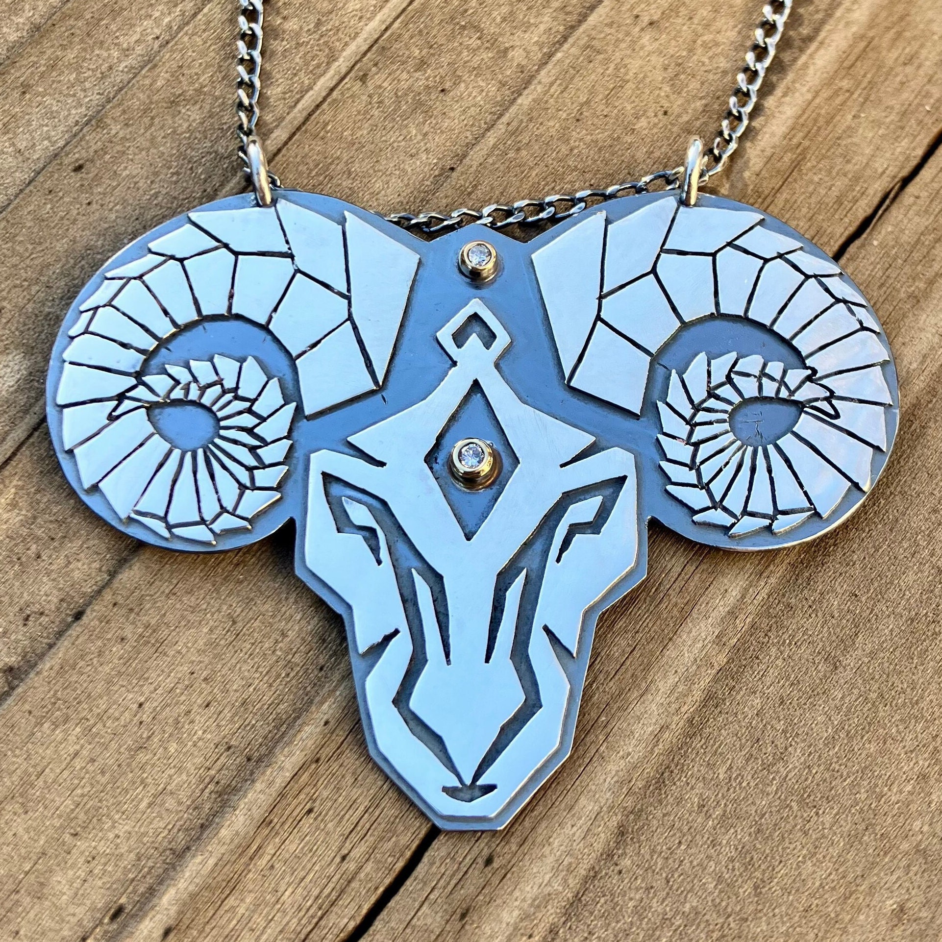 Dall Sheep Necklace Ram Necklace Diamond Sheep Face - Etsy