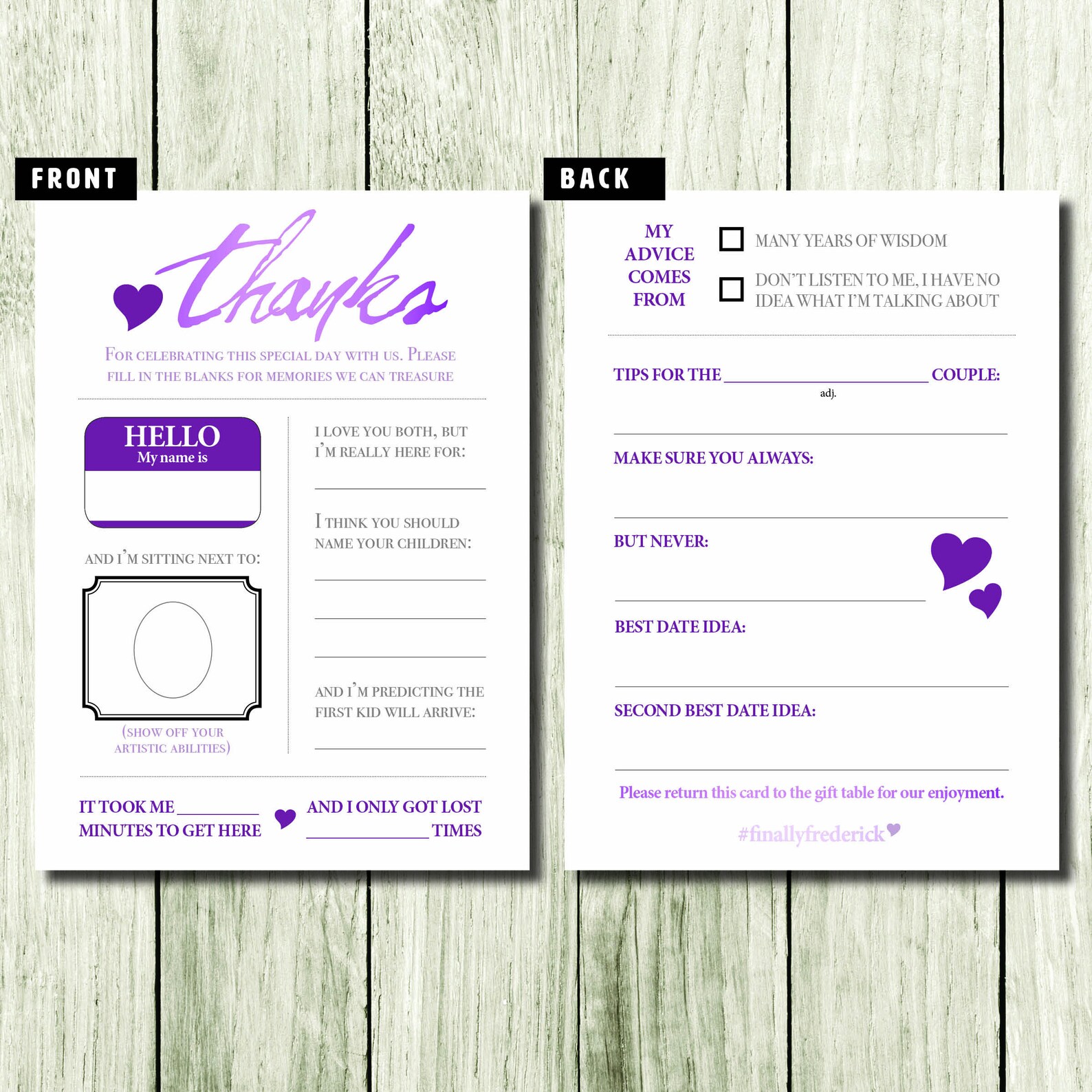 Wedding - Advice for the Couple Cards - Etsy