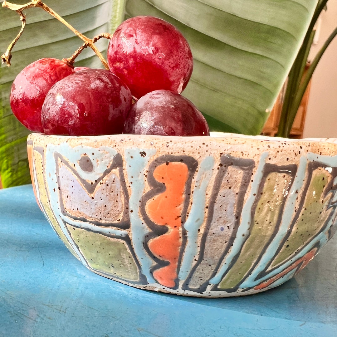 Handmade Yogurt Bowl, Granola Bowl, Fruit Bowl, Cheerful GEO Design, Lt ...