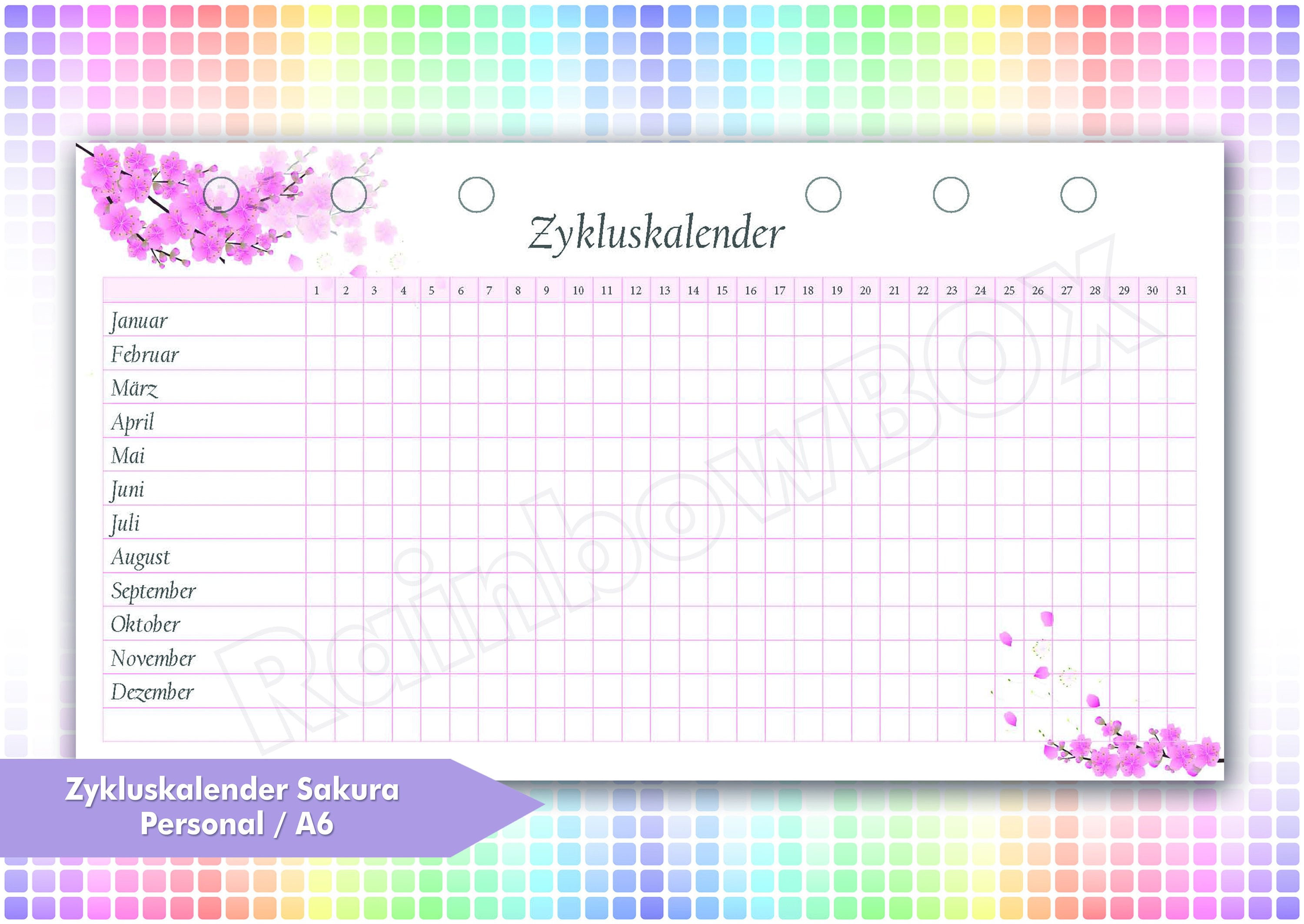 Sakura Zykluskalender 1J/1S 1 Jahr | Etsy