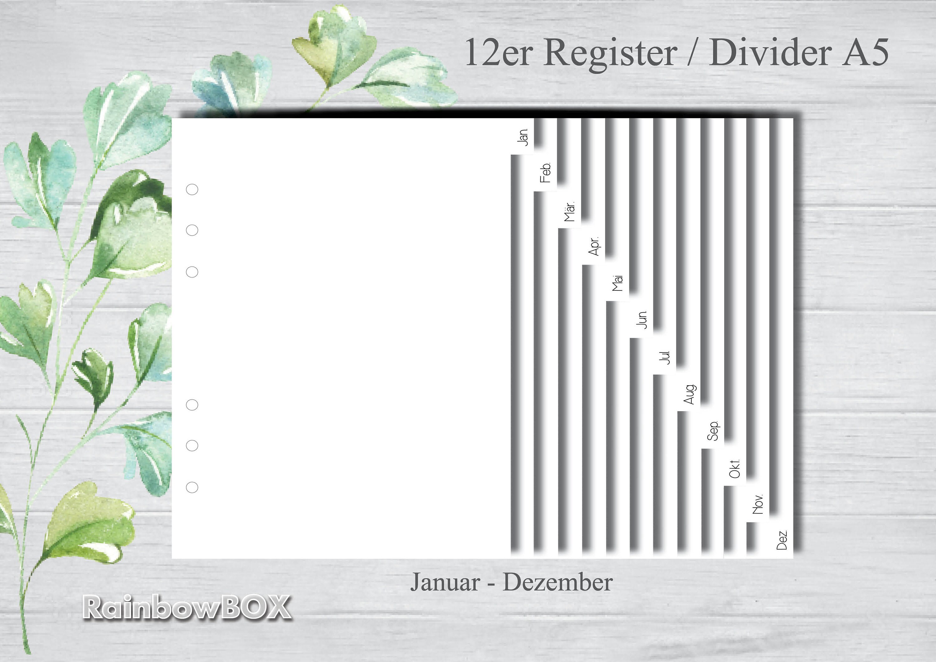 Register Divider reinweiß zum selber gestalten / 12er-Satz - Etsy.de
