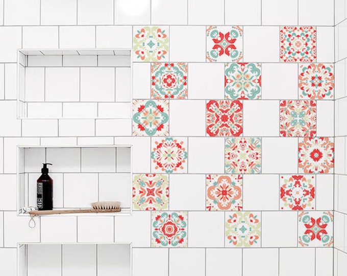 Colorful Spanish Tile Decals, PACK OF 24, Removable, Traditional Old ...