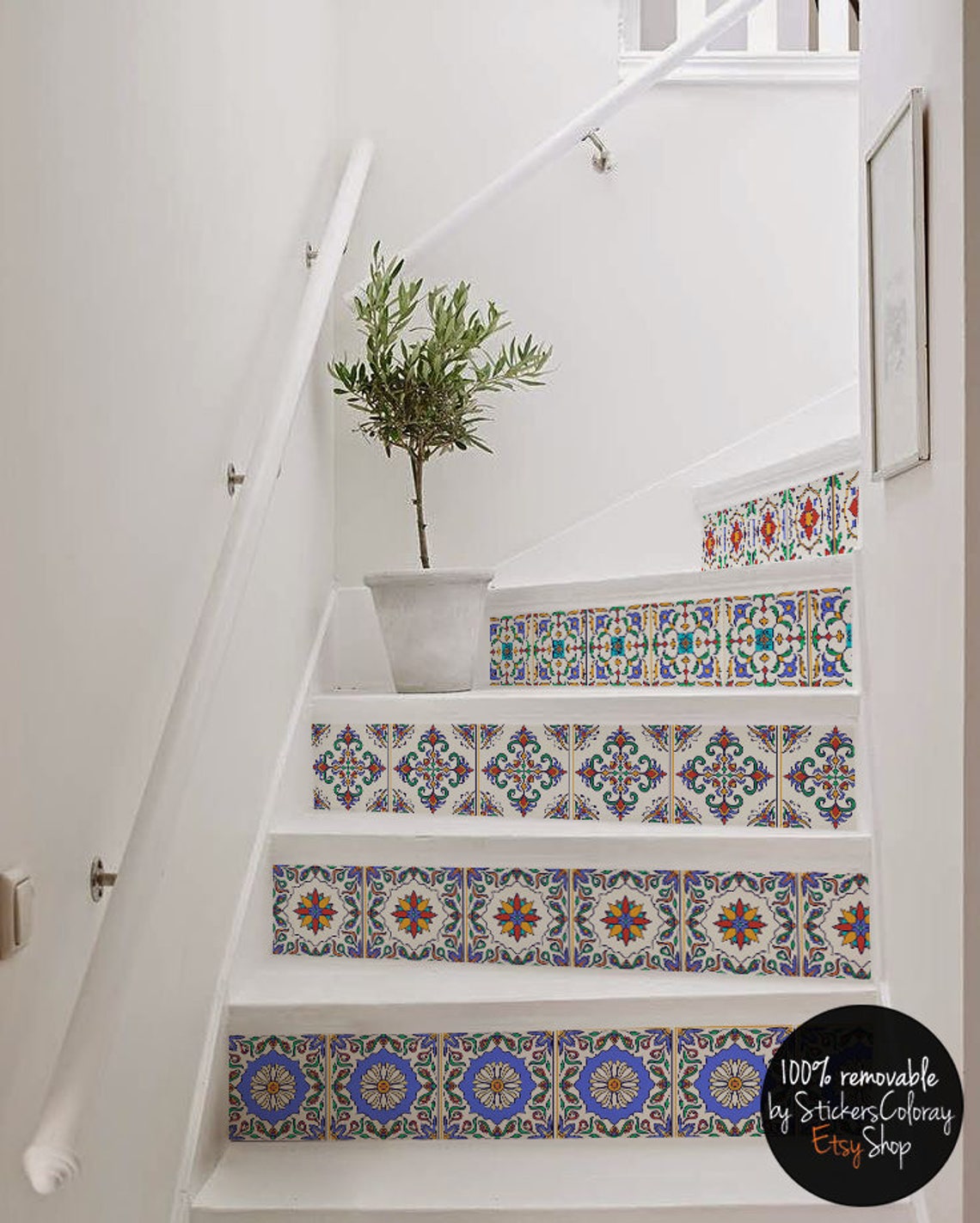 10 Step Stair Riser Decal Bright Colorful Decorative Tiles - Etsy