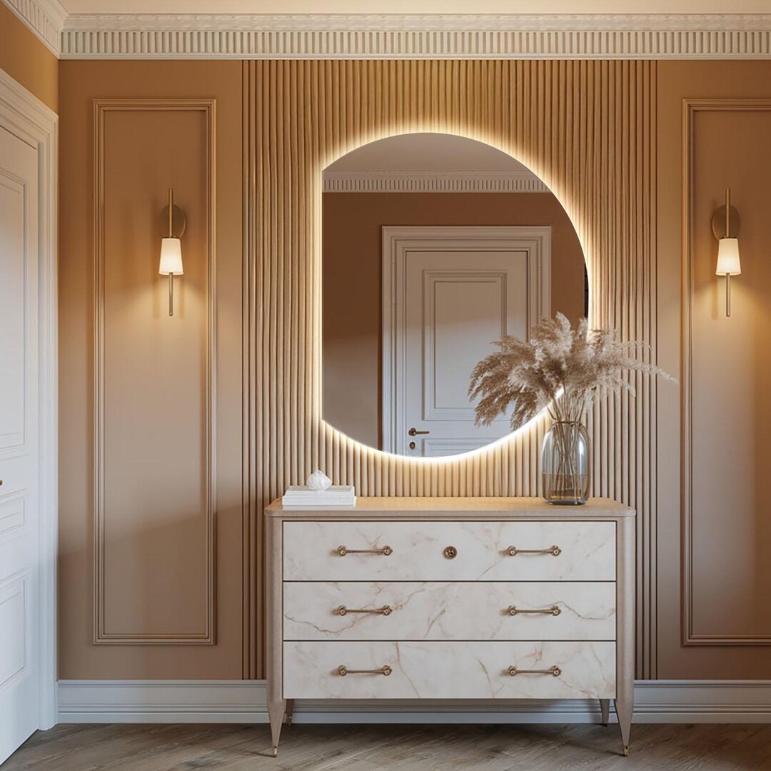 Large LED Mirror, Amorphic Vanity Mirror, Luxury Mirror With LED Backlight, Small Mirror With ...