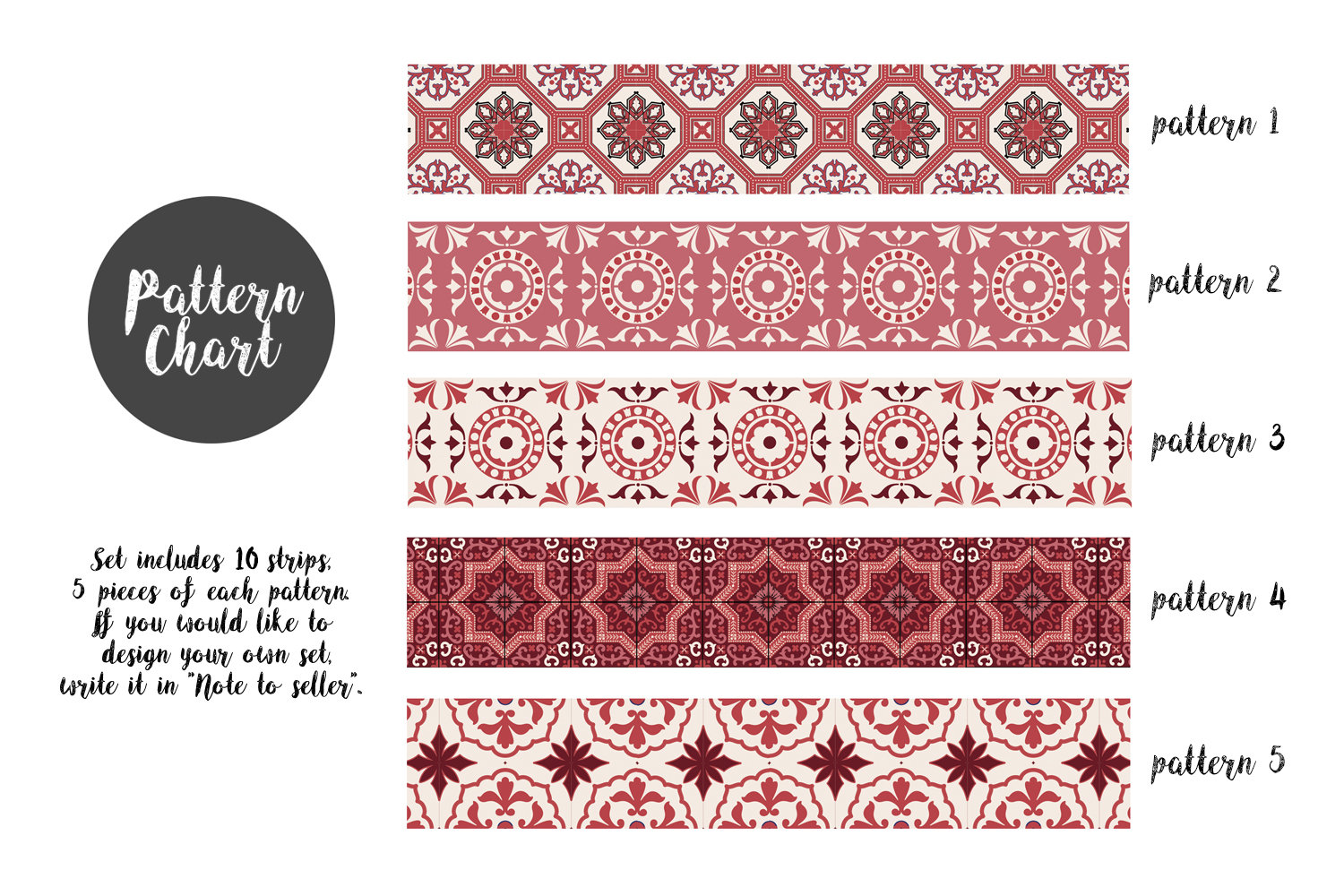 10 Step Stair Riser Decal Red and White Decorative Tiles - Etsy