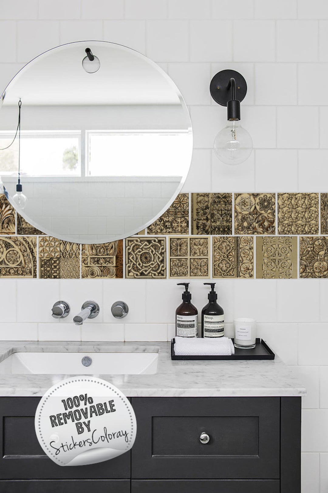 Byzantine Tile Stickers, PACK OF 24, Old Wall Style, Removable ...