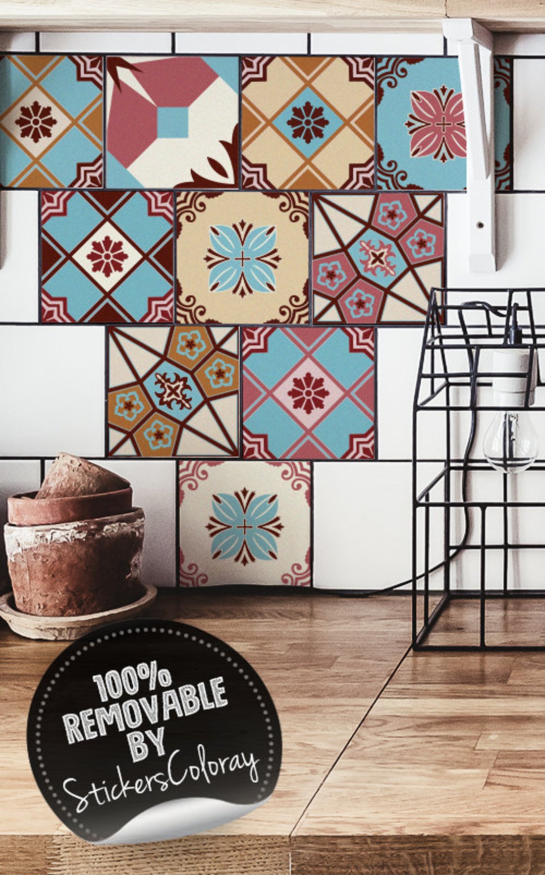 Spanish Talavera Tile Stickers, PACK OF 24, Removable, Mosaic ...