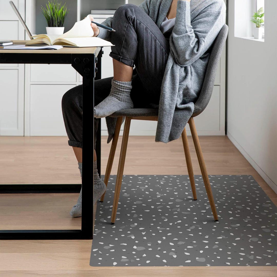 Terrazzo Particles Office Chair Floor Protector, Gray Chair Floor ...