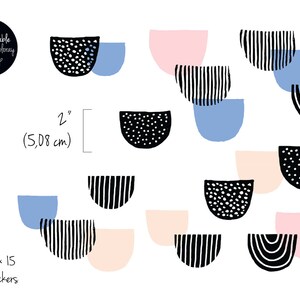 Geometric Pattern Wall Decal, Hand Drawn Wall Sticker Set, Semicircle ...