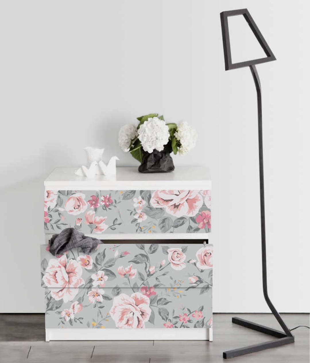 Decals for MALM Dresser Decor, Ikea, Retro Floral Sticker, PACK OF 3 ...