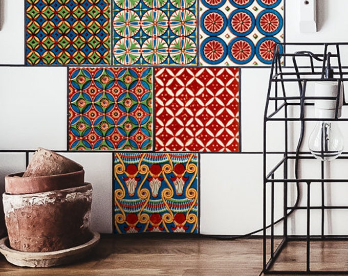 Colorful Spanish Tile Decals, PACK OF 24, Removable, Traditional Old ...