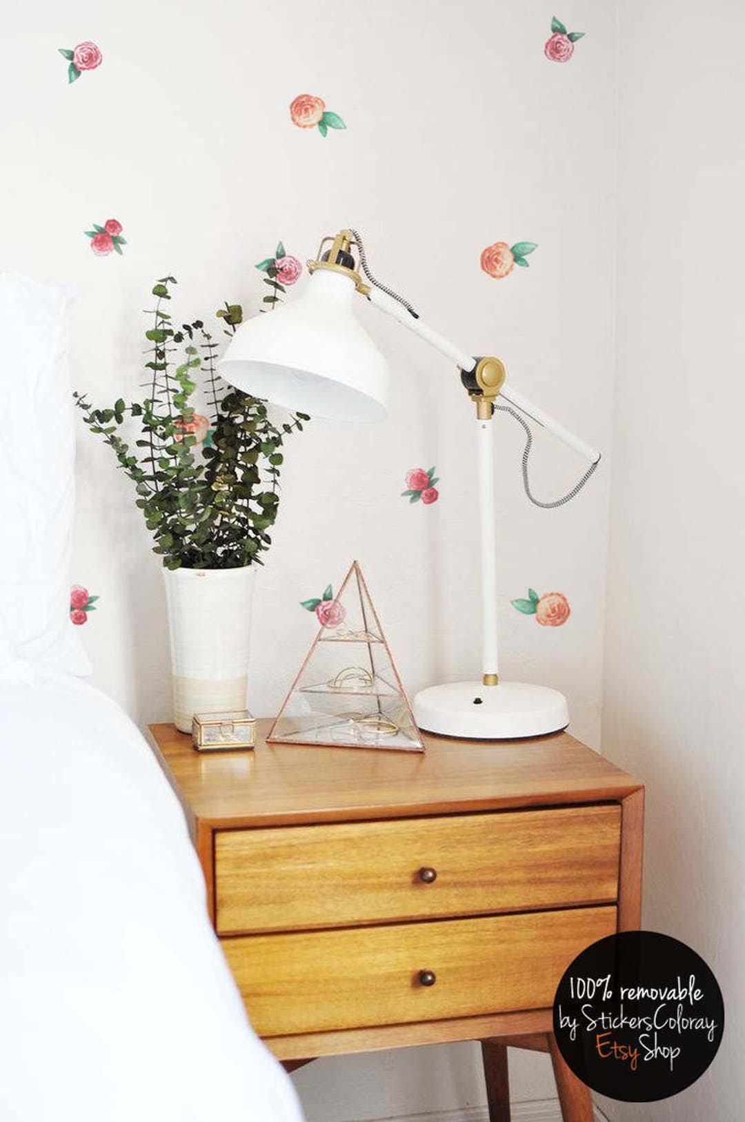 Painted Roses Decal Set, Romantic Wall Sticker Compilation, Watercolor ...