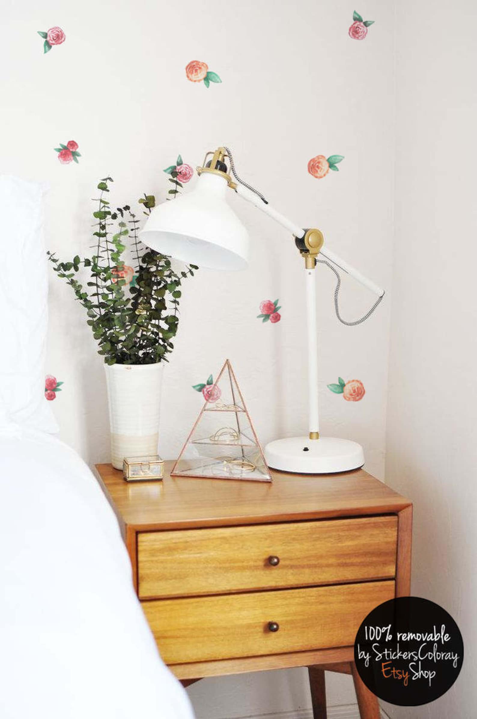 Painted Roses Decal Set, Romantic Wall Sticker Compilation, Watercolor ...