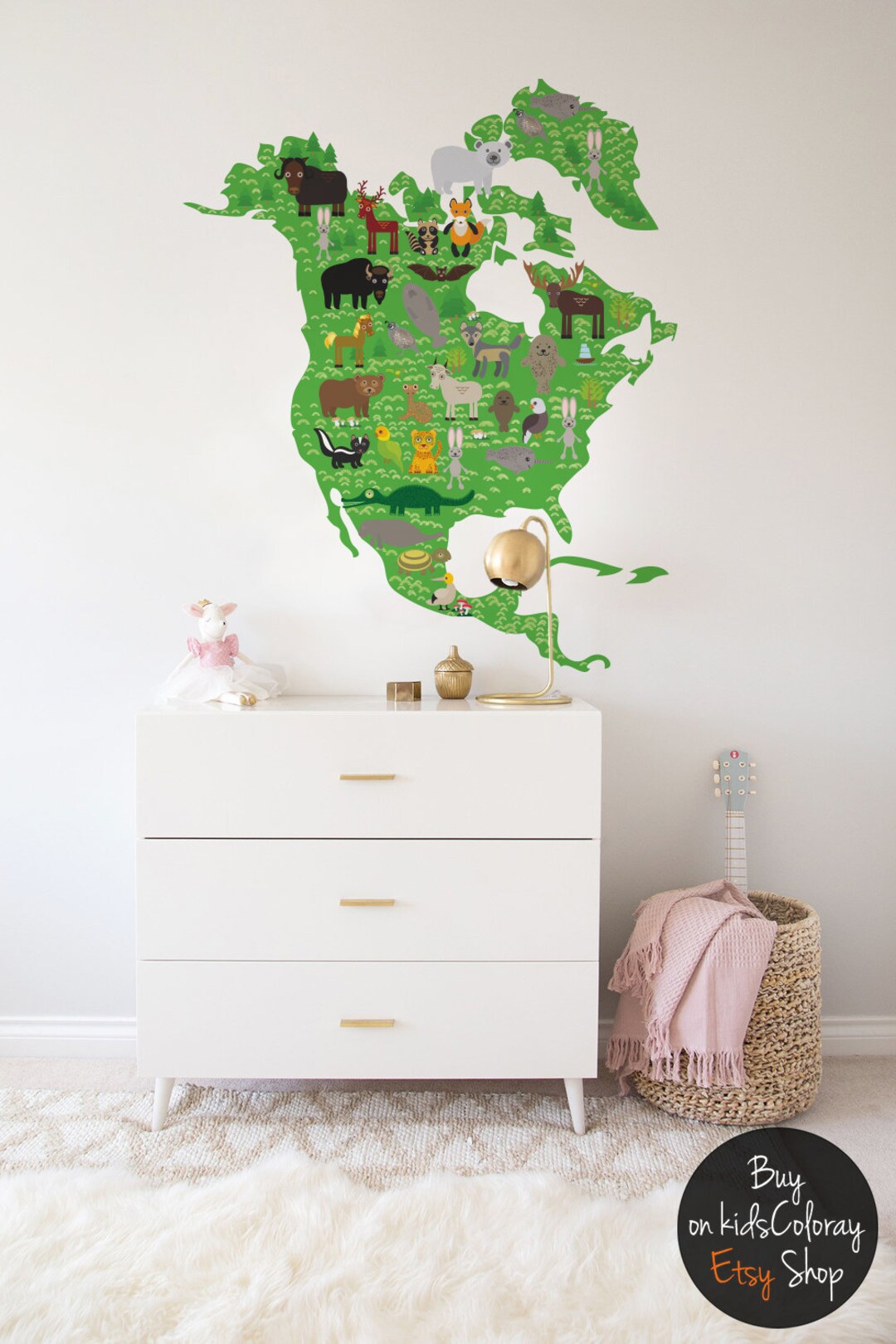 North America Wall Decal, Maps Reusable Wall Sticker, Continent Sticker ...