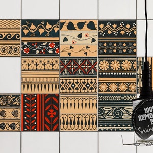 Oriental Damask Tile Stickers, PACK OF 24, Ethnic, Removable ...