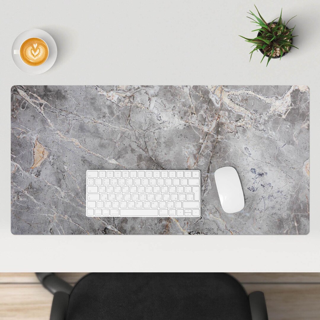 Marble Veins Desk Mat, Gray Desk Pad, PVC Table Protector, Textures ...