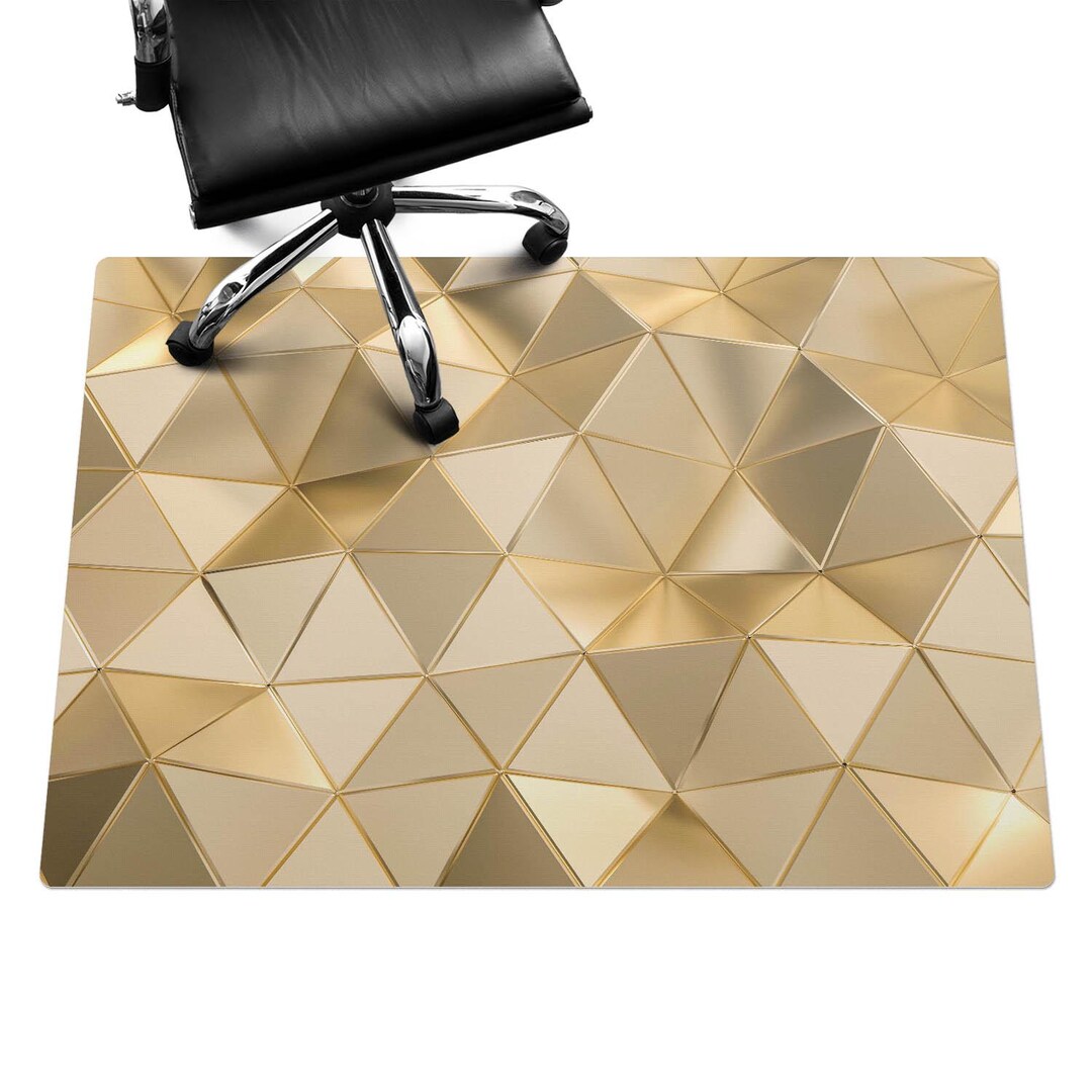 Geometric 3D Pattern Chair Floor Protector, Beige Desk Chair Mat ...