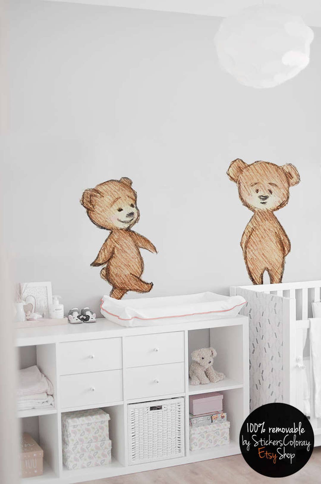 Teddy Bear Reusable Wall Decal, Cartoon Bear Removable Wall Sticker ...