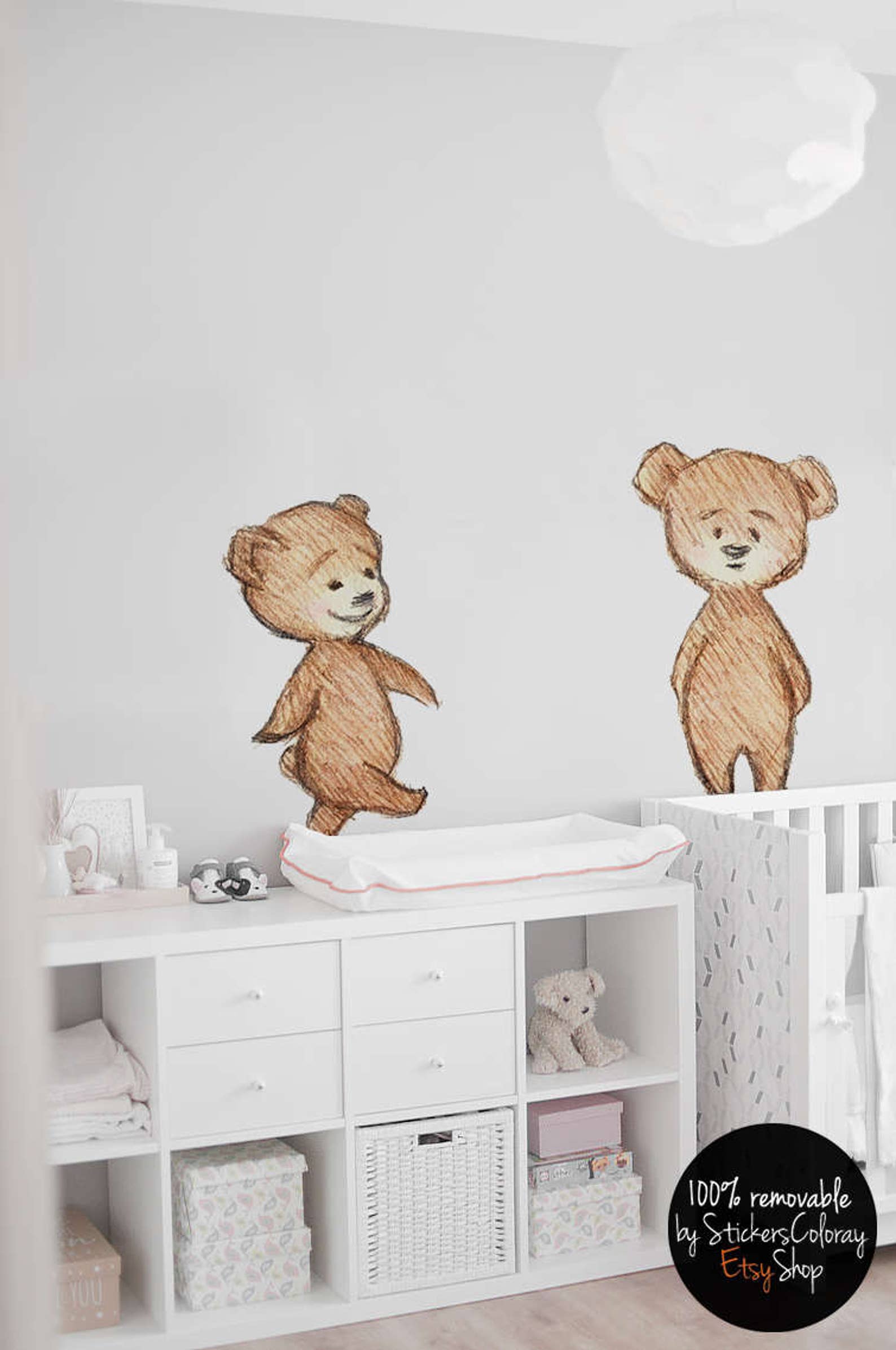 Teddy Bear Reusable Wall Decal Cartoon Bear Removable Wall | Etsy