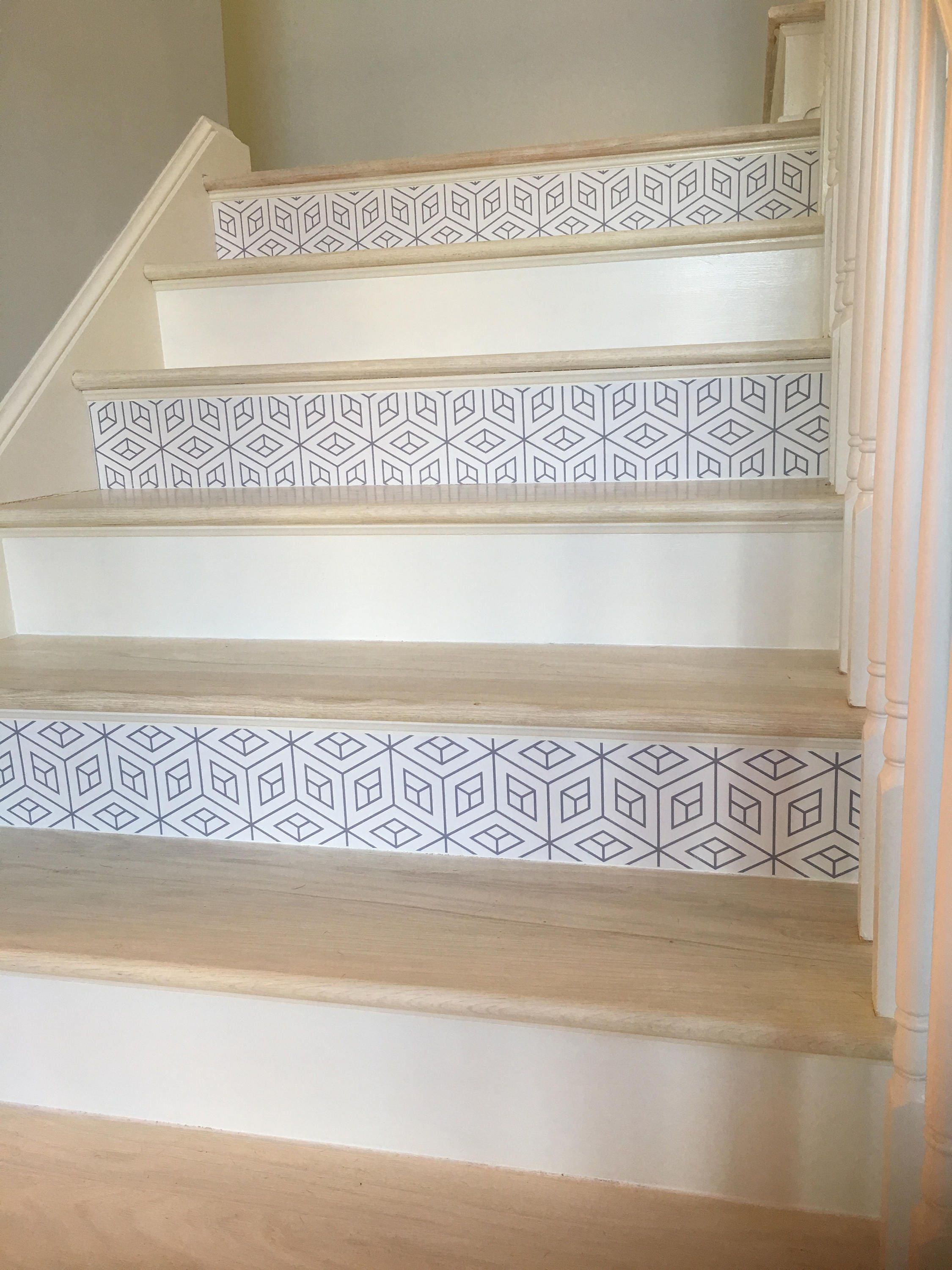 10 Step Stair Riser Decal, Op Art Cube Stair Sticker, Removable Stair ...