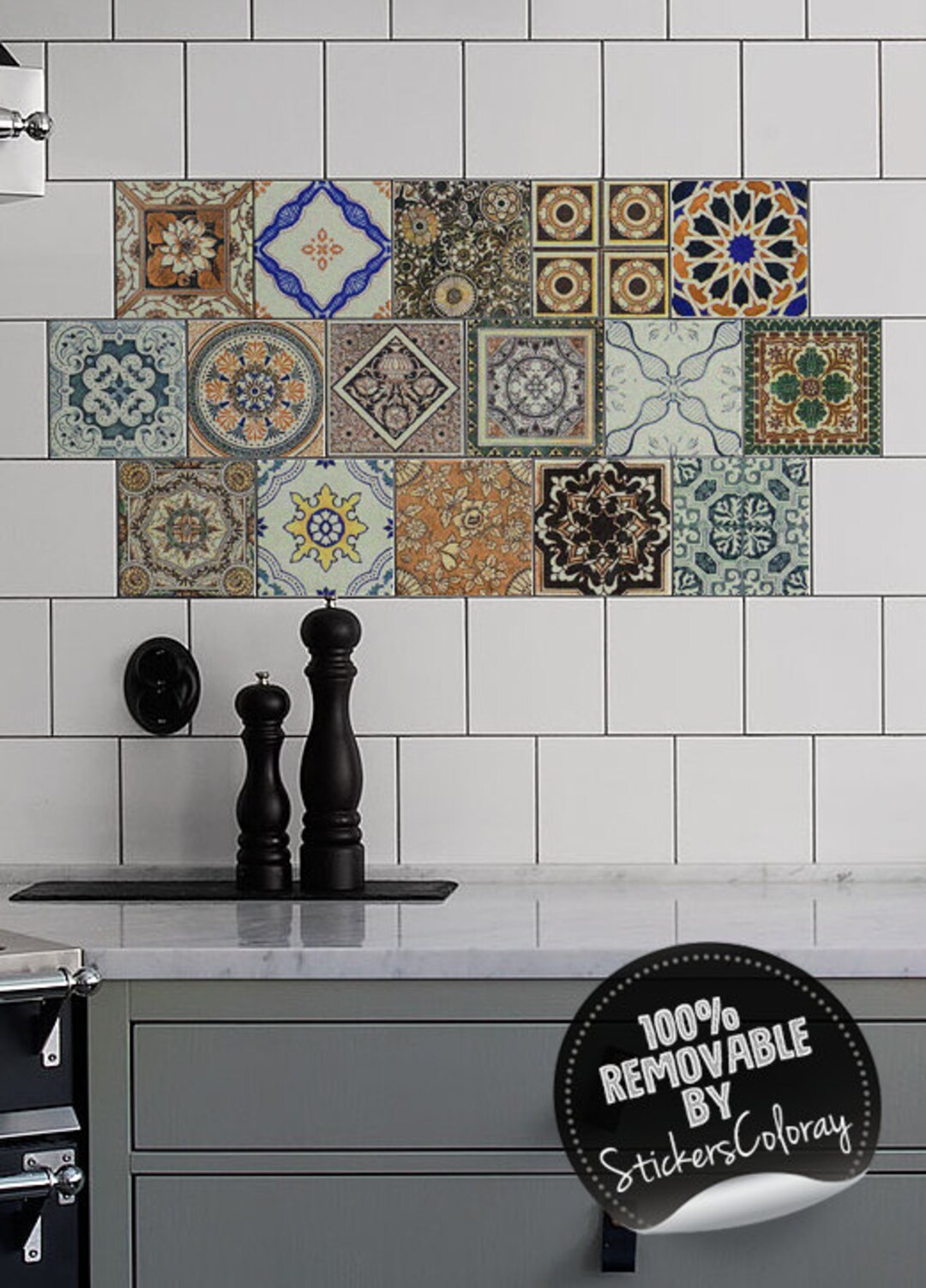 Spanish Talavera Tile Decals, PACK OF 24, Traditional Spanish Tile ...